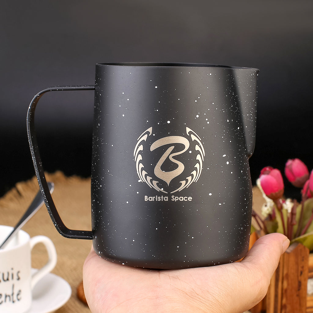 BARISTASPACE STAINLESS STEEL LATTE ART MILK JUG Teflon Black/White/Pin ...