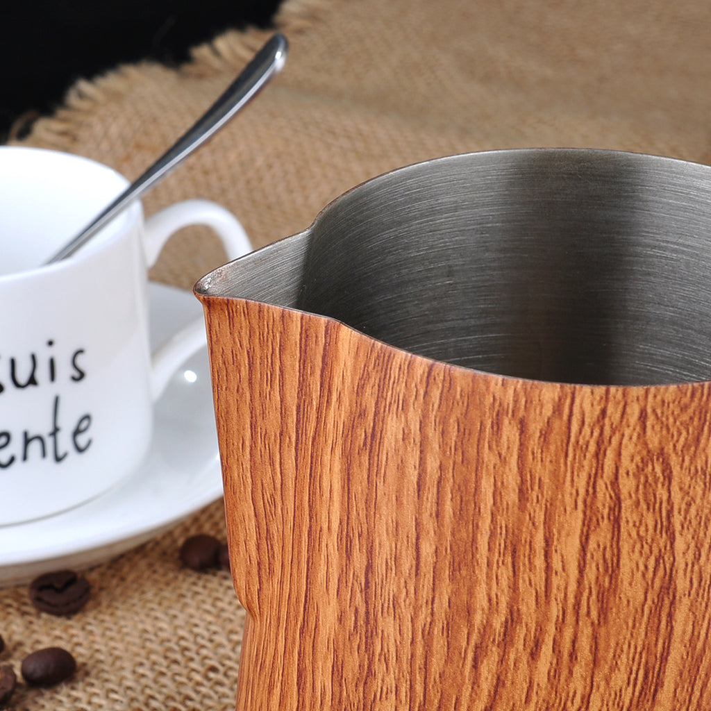 Wooden Color Latte Art Milk pitcher-BaristaSpace 1.0 Plus ...