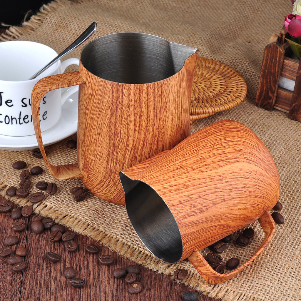 Wooden Color Latte Art Milk pitcher-BaristaSpace 1.0 Plus ...